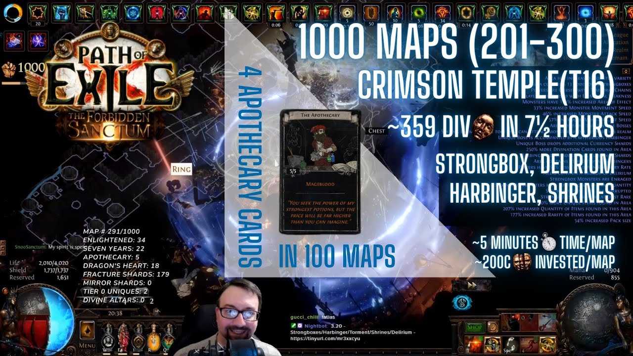 [PoE 3.20] 1000 Juiced MAPS (201-300) - Magic Finding on Crimson Temple (cumulative 37div per ...
