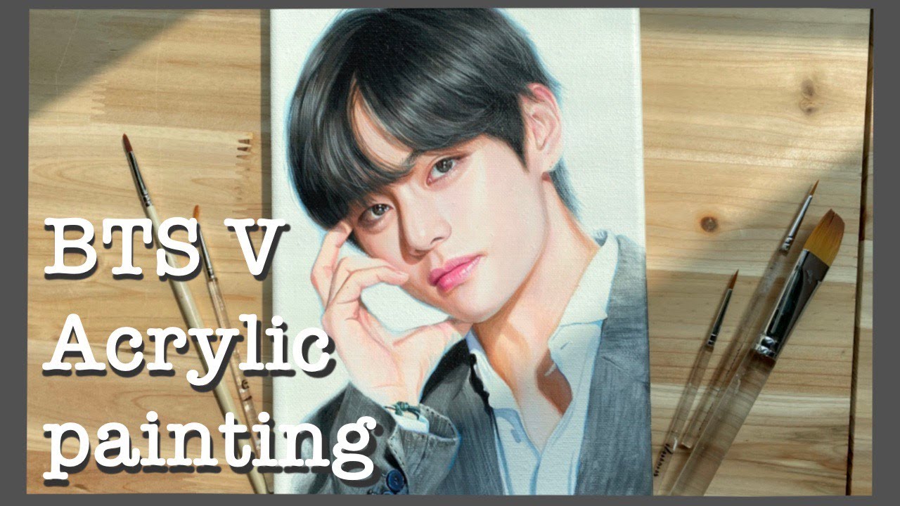 [BTS] V Acrylic Painting fanart / 방탄소년단 뷔(태형) 아크릴 물감 팬아트 - YouTube
