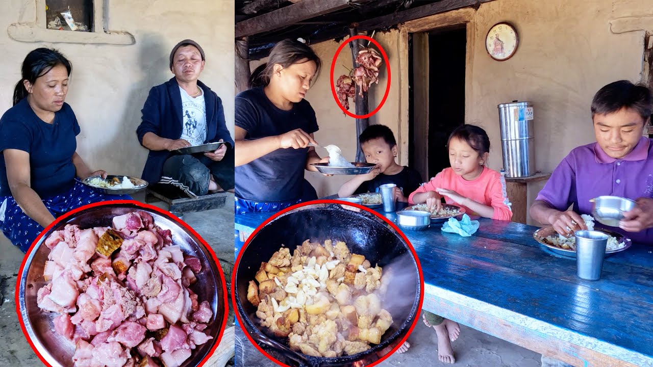 the day of Dashain Festival || cooking festival lunch & eating together ...