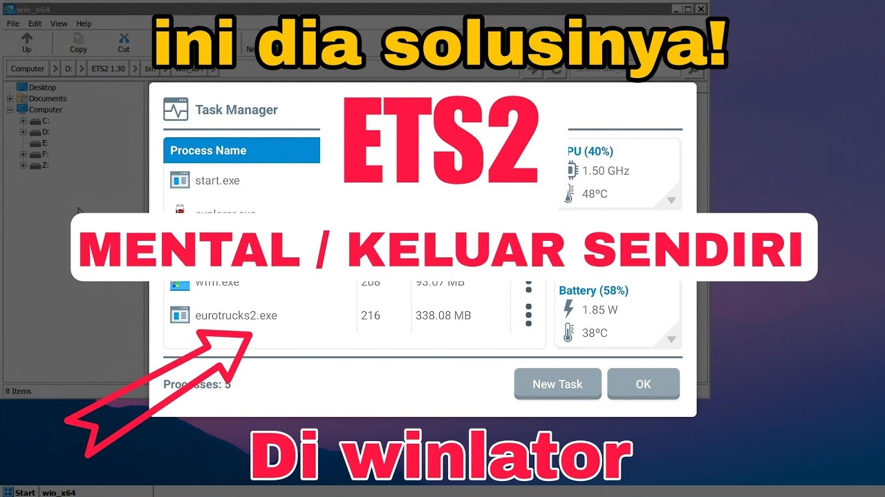 Cara mudah mengatasi game ets2 mental / keluar sendiri di winlator ...