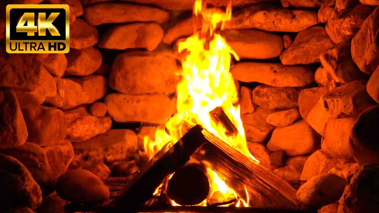 🔥 Calming Fireplace 4K. Relax Fireplace Burning. Warm Ambiance of a ...