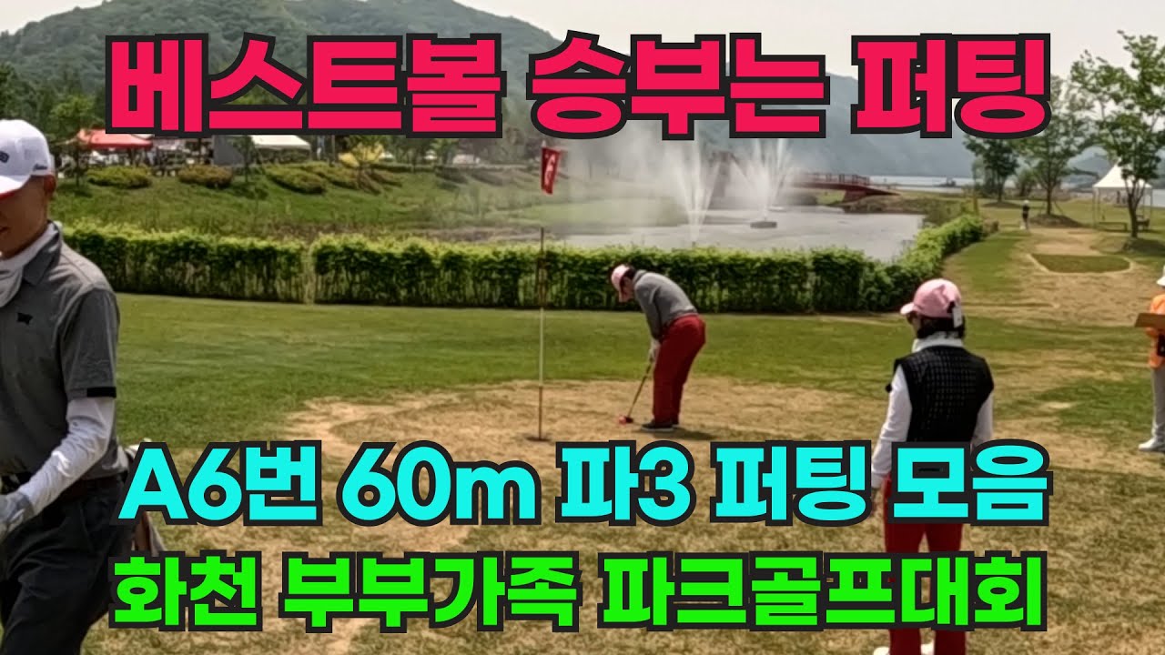포섬 베스트볼 승부는 퍼팅에서 결정 되는 듯 합니다 화천 부부가족 전국파크골프대회 산천파크골프장 A코스 6번홀 60m 파3