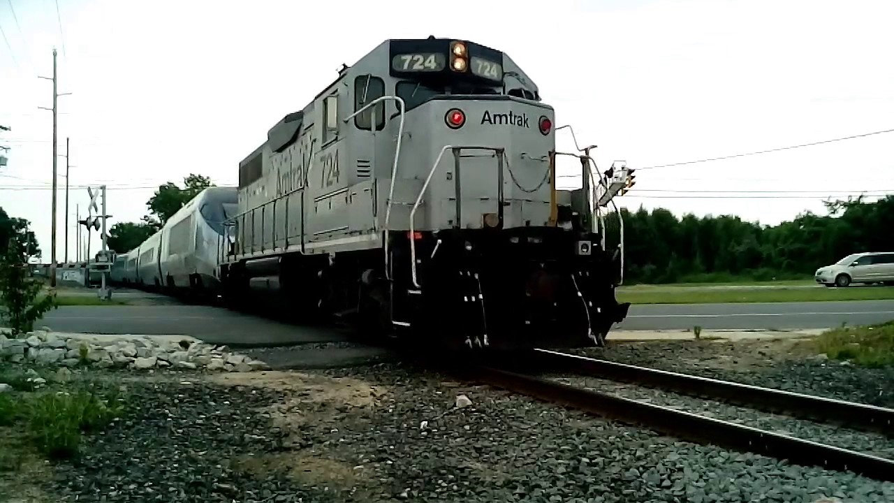 Amtrak train KP 701 with a fixed up Acela express train - YouTube