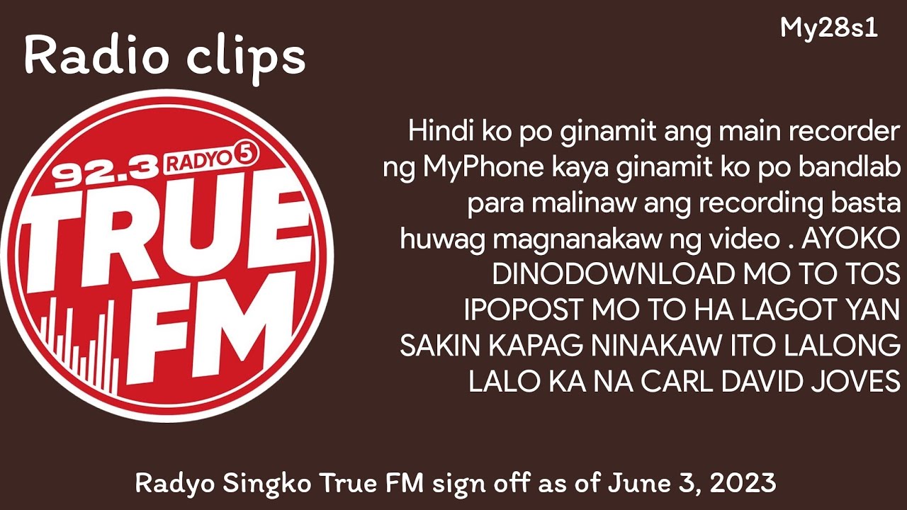 Radyo 5 True FM sign off as of June 3, 2023 - YouTube