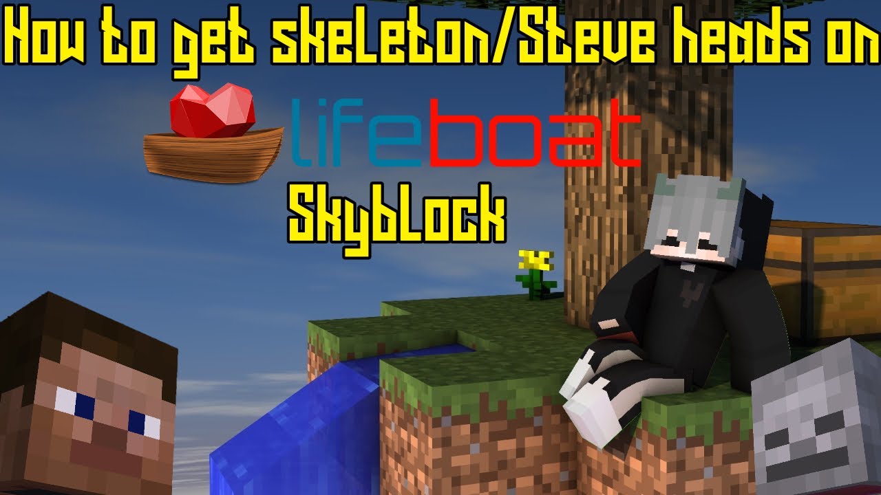 How To Get Steve/Skele Heads On Lifeboat Skyblock - YouTube