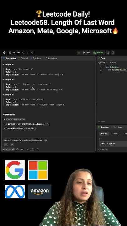 🏆leetcode Dailyleetcode58 Length Of Last Word Python Amazon Meta