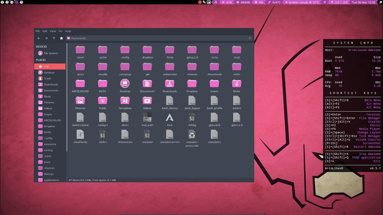 ArcoLinux : 308 Full theming project Galactus - widgets, theme, icon ...