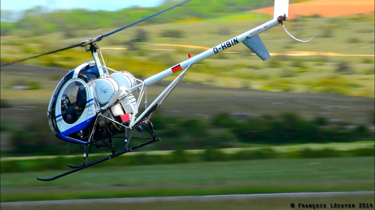Schweizer H269C D-HBIN takeoff at Millau-Larzac [LFCM] - YouTube