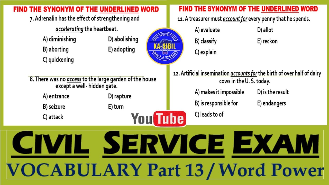 Civil Service Reviewer 2021 | Vocabulary Part 13 | WordPower - YouTube