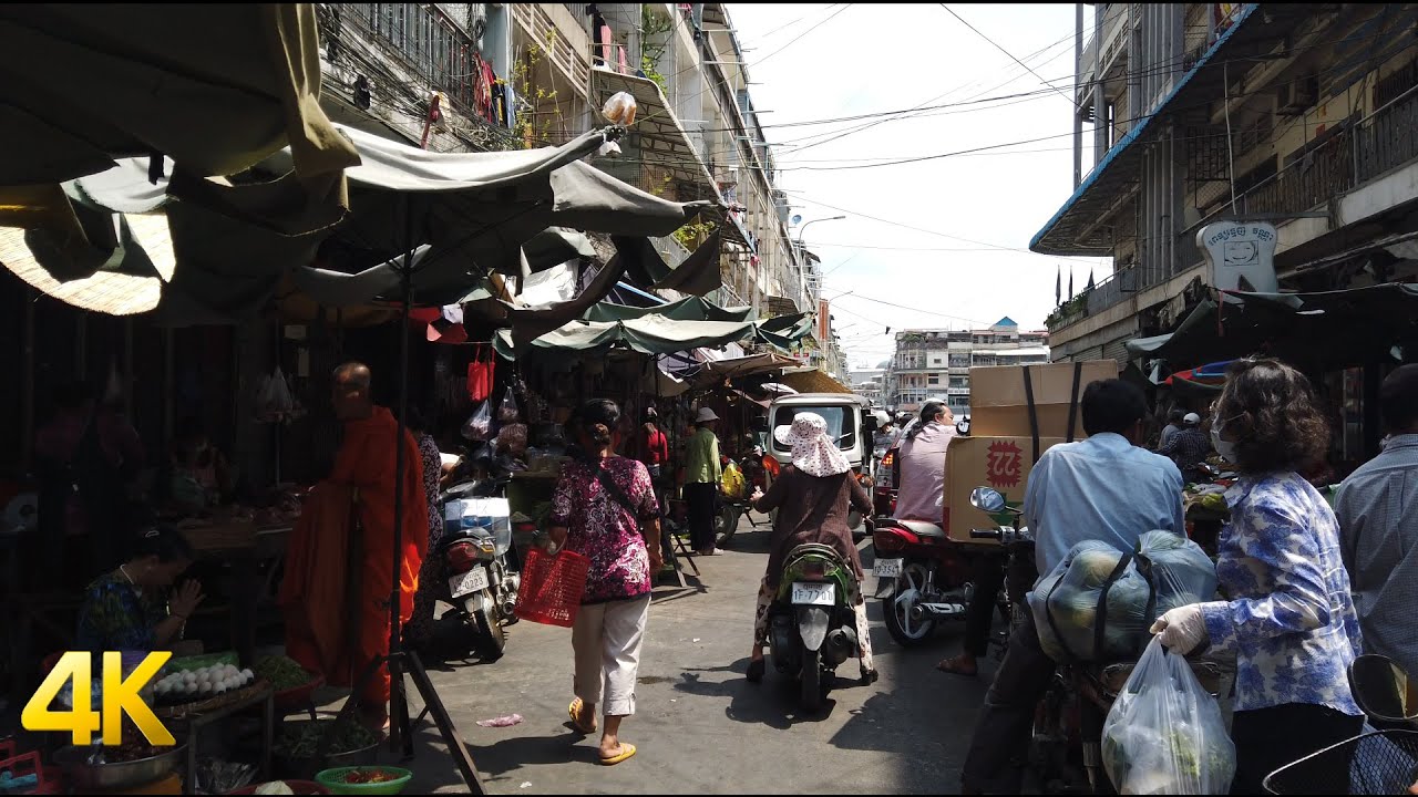 Orussey Market, Phnom Penh, Cambodia walking tour 4k 60fps - YouTube