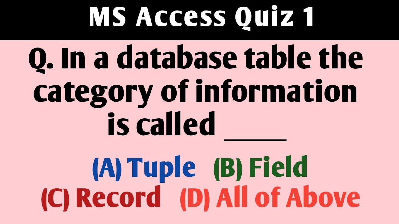 MS Access Quiz 1 | Computer Science Quiz | Knowledge Enhancer Quizzes ...