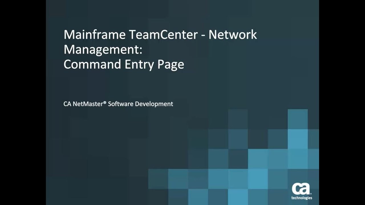 CA NetMaster: Mainframe Team Center – Network Management; Command Entry ...
