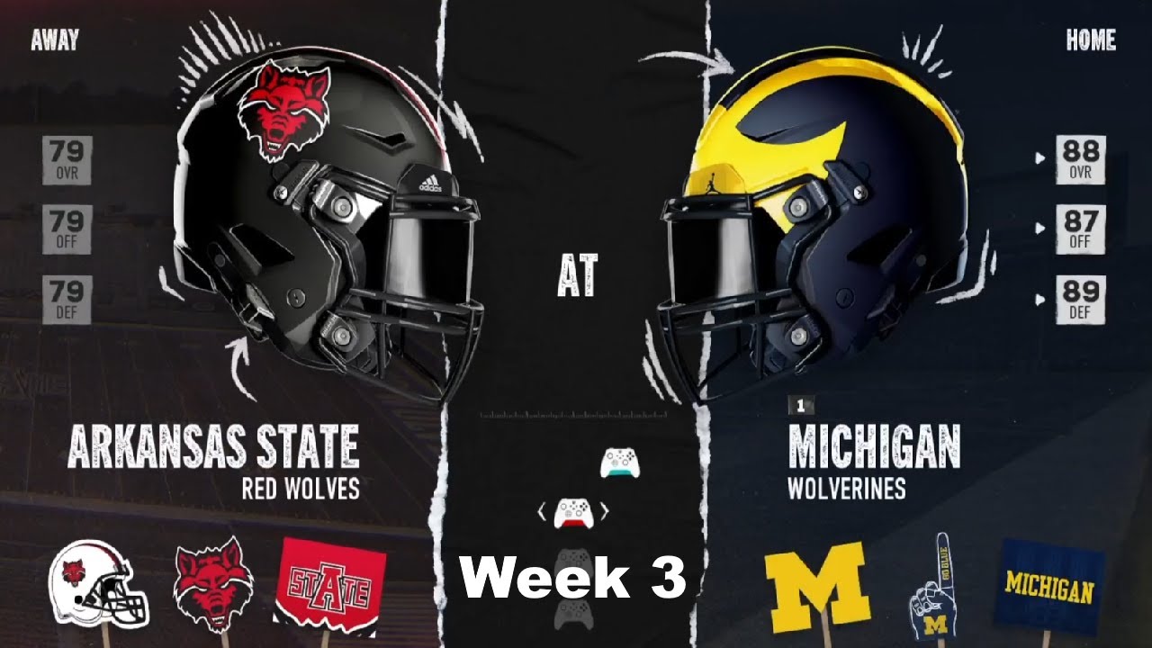 Dynasty CFB 25 Arkansas State Red Wolves Vs Michigan Wolverines | CPU ...