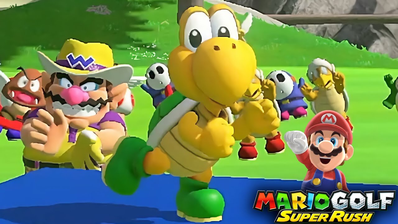 Mario Golf Super Rush Koopa Troopa vs Toadette vs Wario in Ridgerock Lake - YouTube