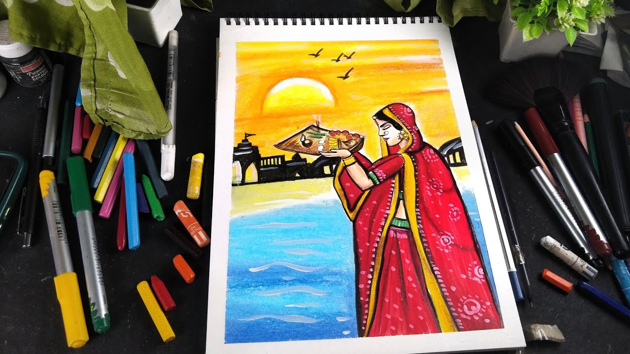 Chhath Puja special drawing 😍 // festival drawing // shading tutorial ...