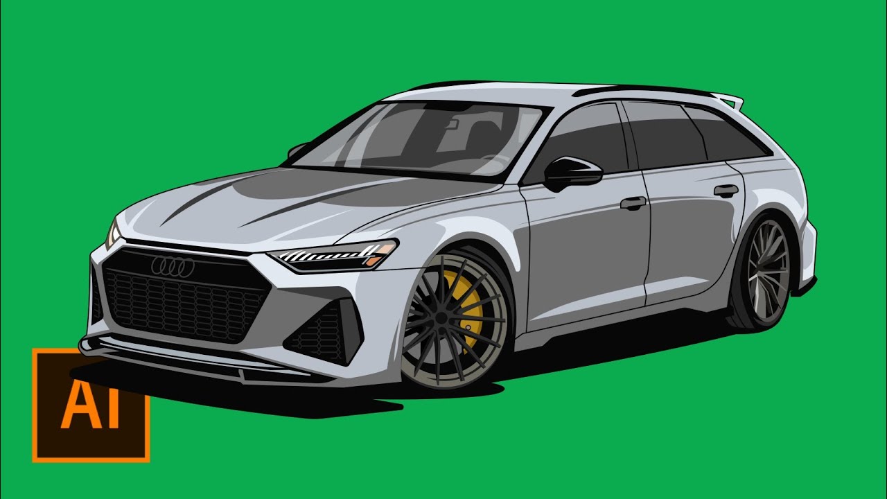 AUDI RS6 ILLUSTRATION SPEED ART ll ADOBE ILLUSTRATOR TUTORIAL - YouTube