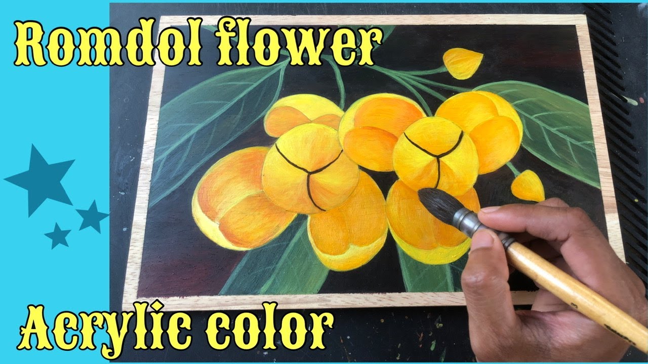 How to paint Romdol Flower , Acrylic color - YouTube