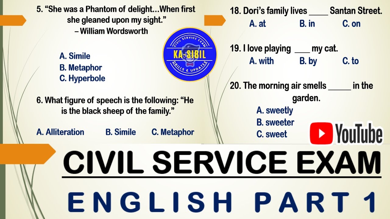 Civil Service Reviewer 2022 | English Part 1 (Mixed Drills) - YouTube