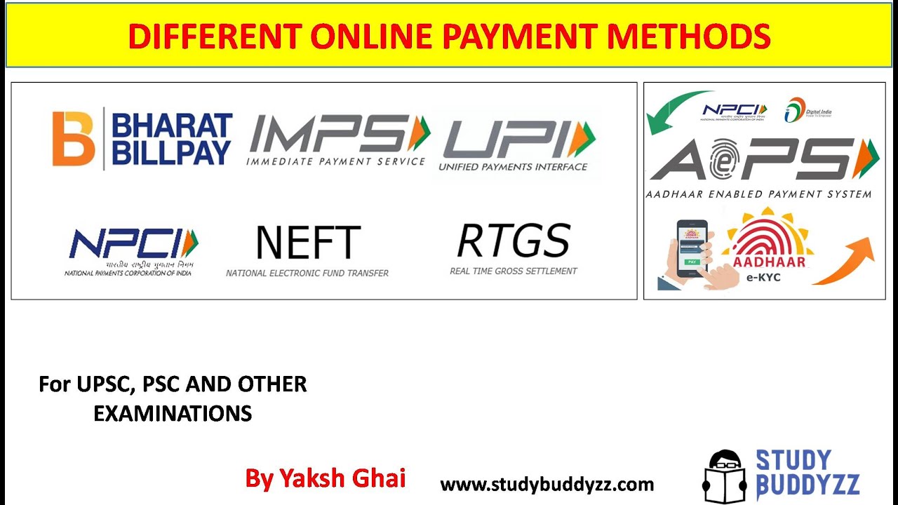 DIFFERENT ONLINE PAYMENT METHODS | UPI | AEPS | BBPS | NPCI | IMPS ...