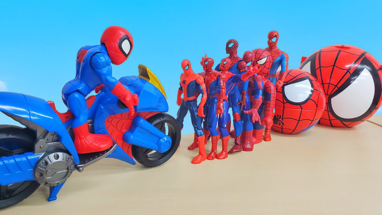 Spiderman on a motorcycle and car! running on a long slope - YouTube
