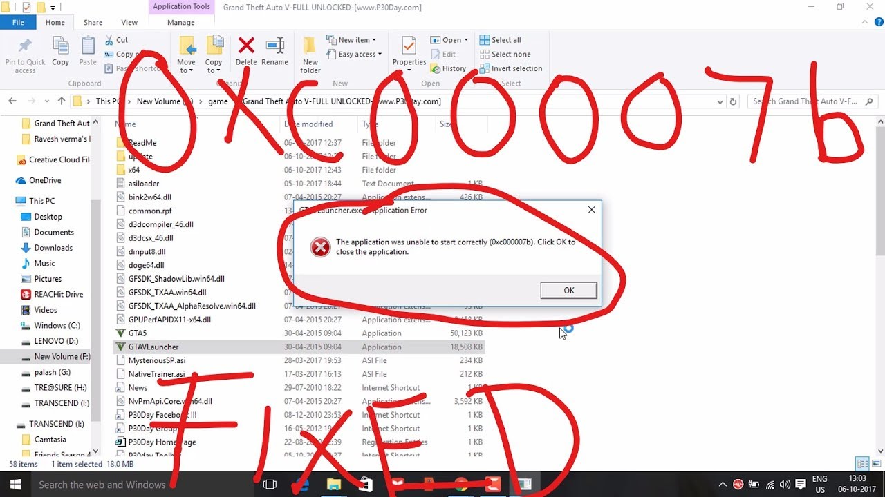 Gta V Error 0xc000007b Fix Tutorial Youtube