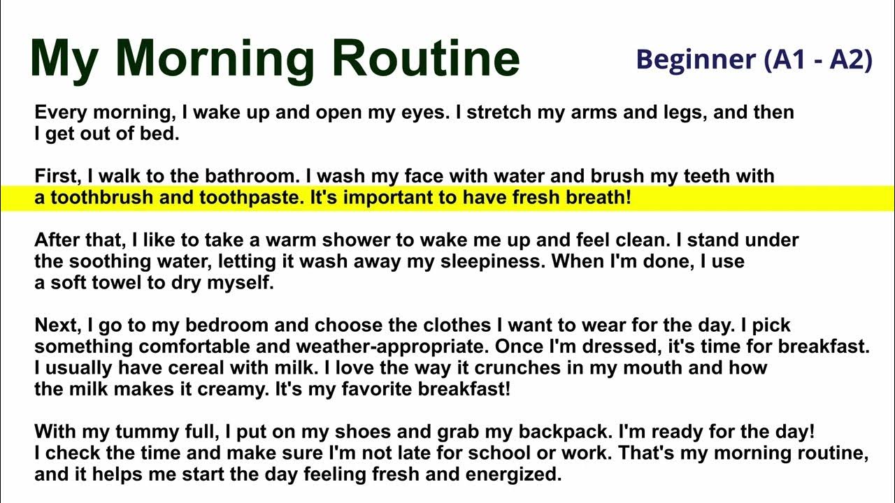 1. My Morning Routine (Beginner A1-A2) - English Reading Practice - YouTube