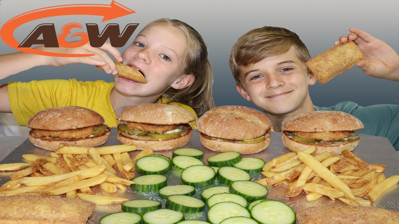 A&W MUKBANG - CHICKEN BUDDY BURGER, FRIES & APPLE TURNOVER - YouTube