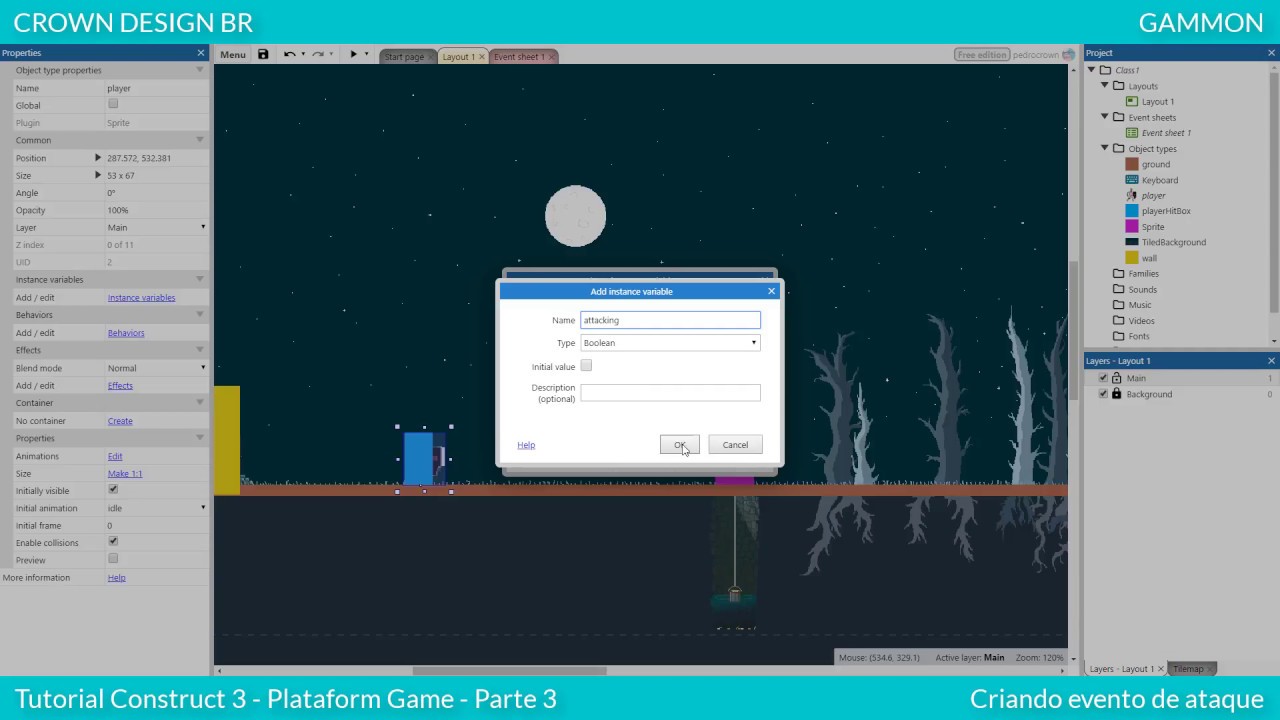Tutorial Jogo Plataforma no Construct 3 - Parte 3 - YouTube