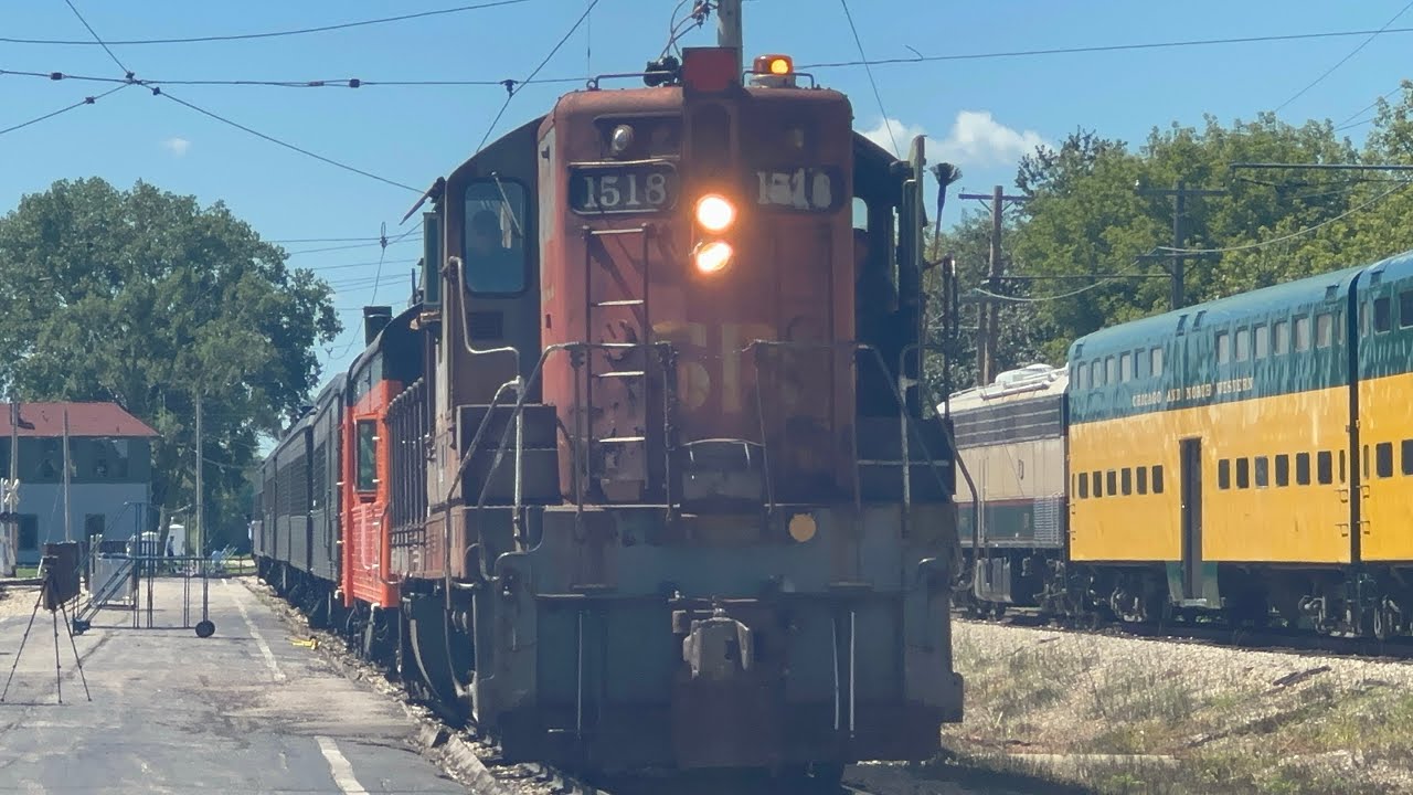 SP 1518 SD7 locomotive departs with the Illinois Railway Museum Coach train 8/12/2023 - YouTube