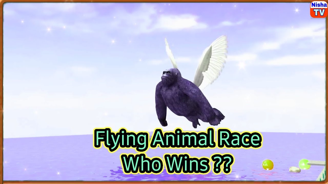 Flying Animal Pig Cow Tiger Race Who Wins |Funny Game #cartoonanimals # ...
