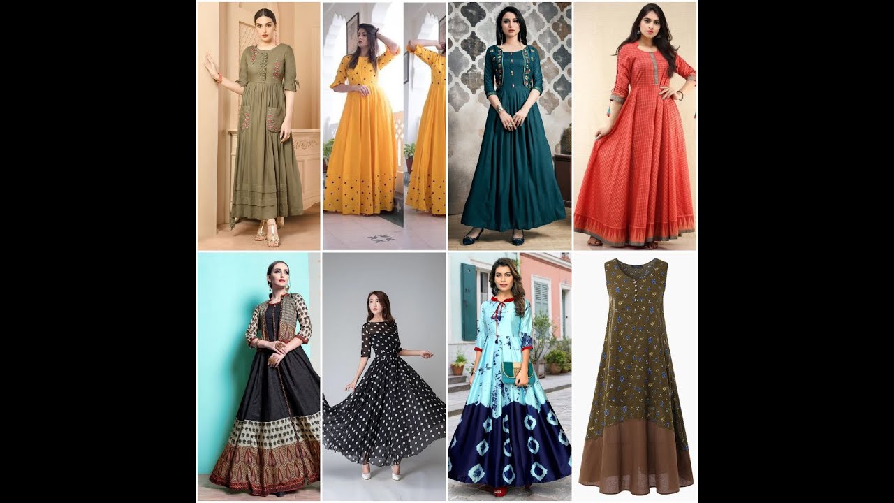 Floral design long dress||Floor length||Maxy dress - YouTube