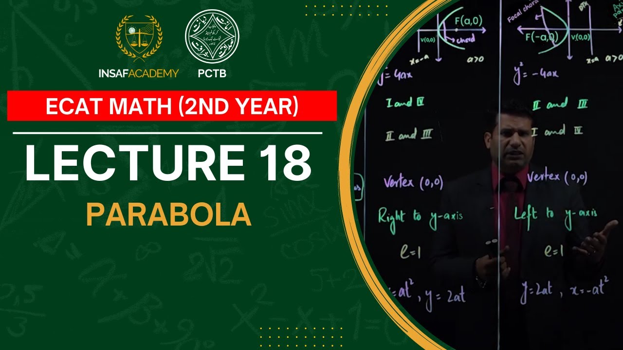 Math ECAT 2nd year | Lecture 18 | Parabola | PCTB Insaf Academy - YouTube