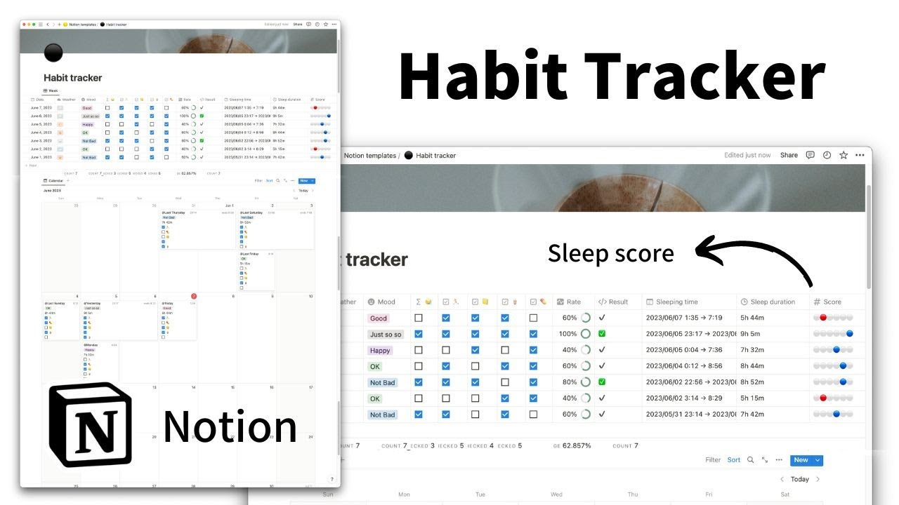 👏 How to use Notion to track your habits · Sleep trend and free ...
