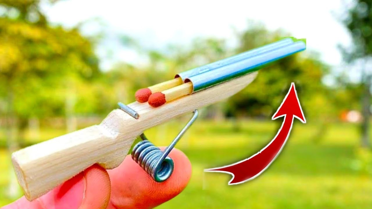 Matchstick Realistic Gun Home Made | DIY Double Shot Gun | How to make ...