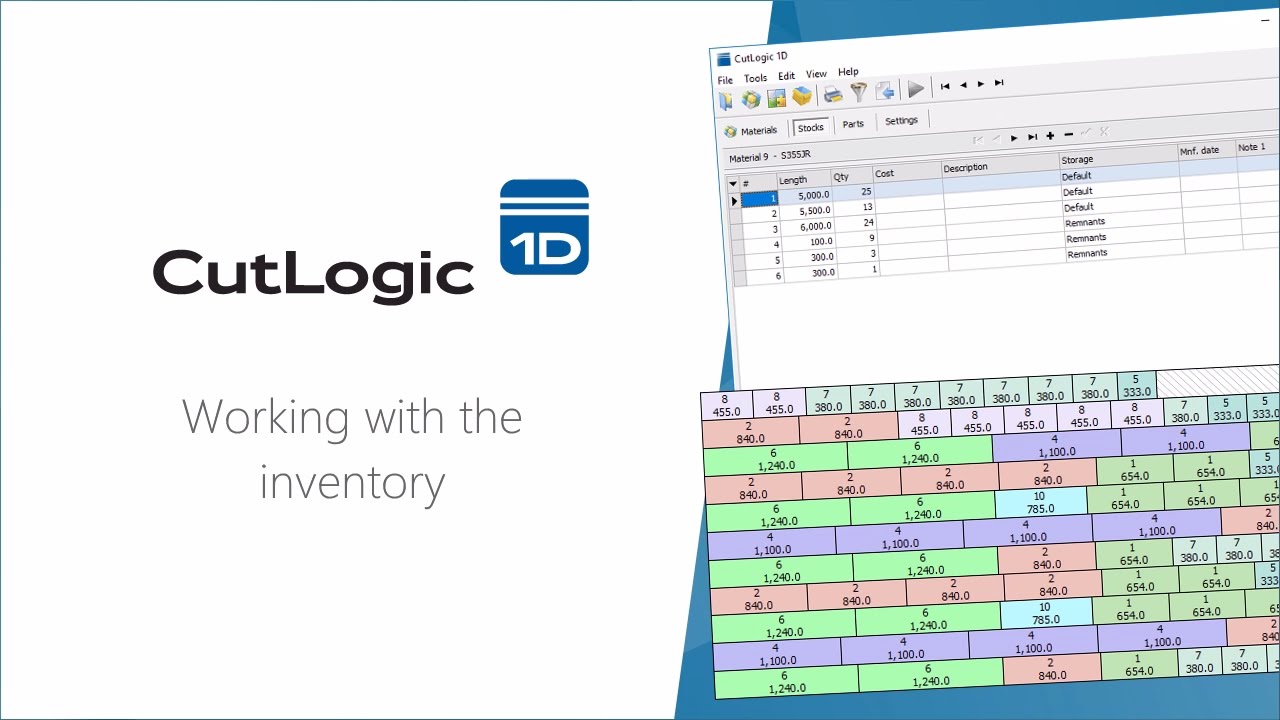 CutLogic 1D - Working with the Inventory - YouTube