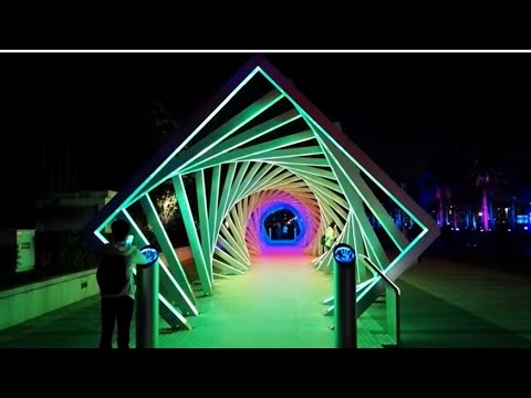 Outdoor light show interact LED light tunnel - YouTube