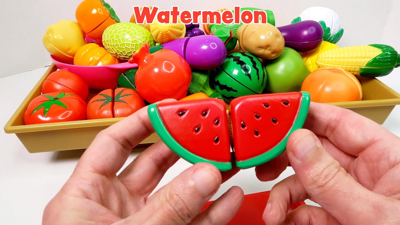 Learn Fruits and Vegetables Names with Velcro Food Toys | Fun Pretend ...