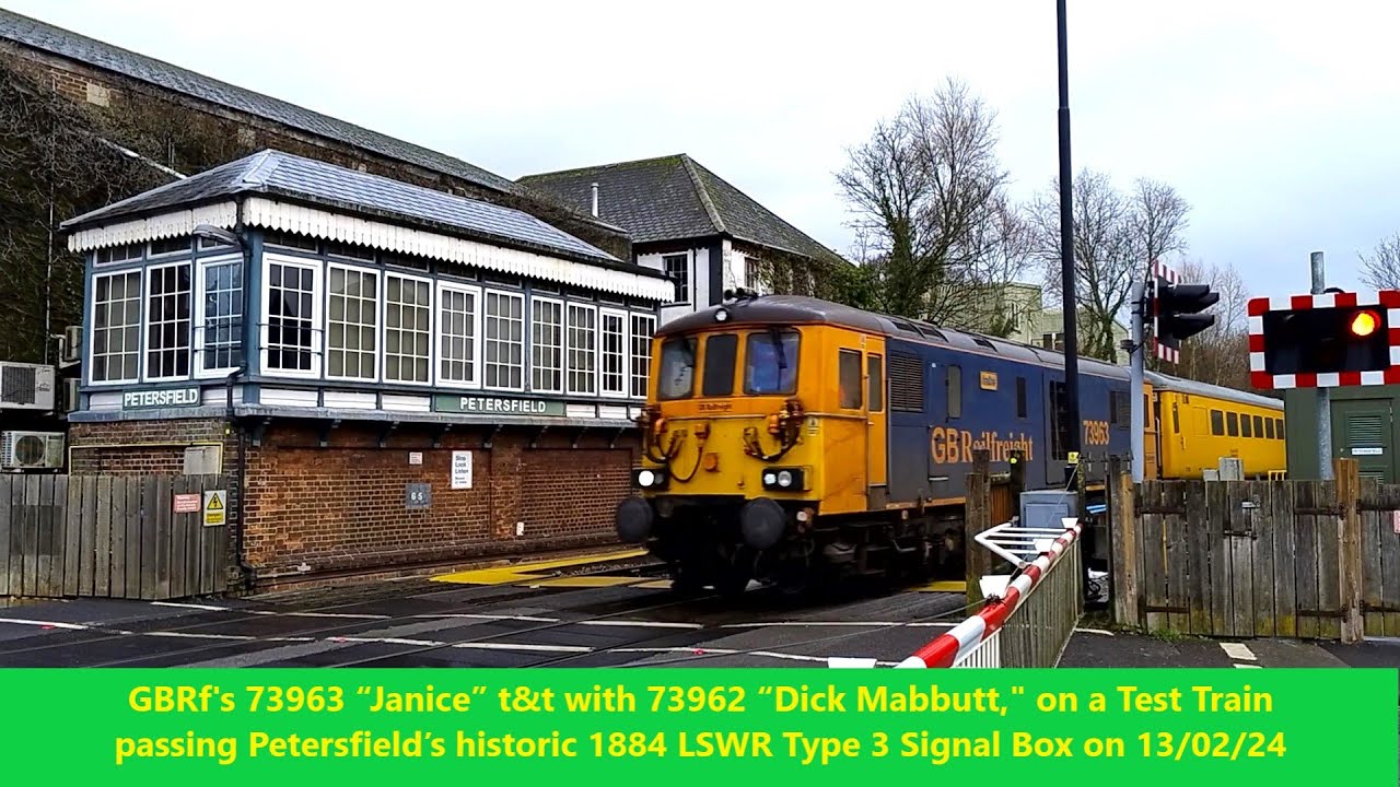 GBRf 73963 “Janice” & 73962 “Dick Mabbutt” passes Petersfield’s 1884 ...