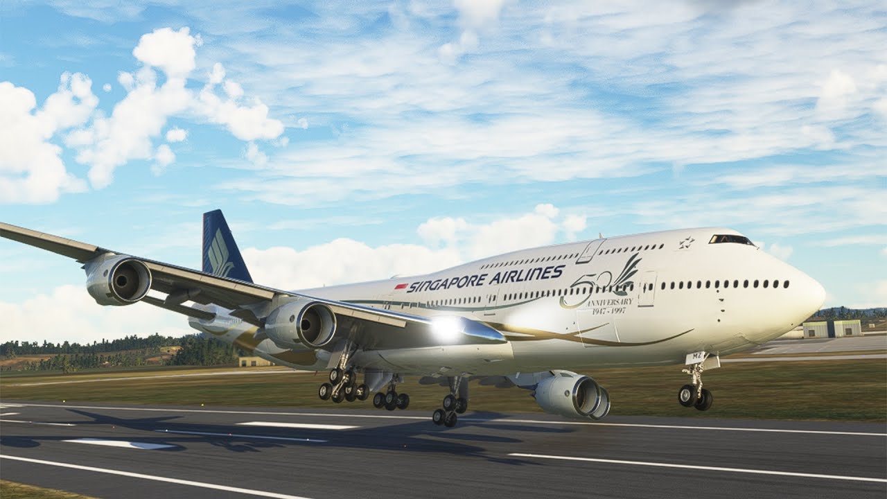 Dangerous Landing Singapore Airlines Boeing 747 at Edinburgh Airport ...