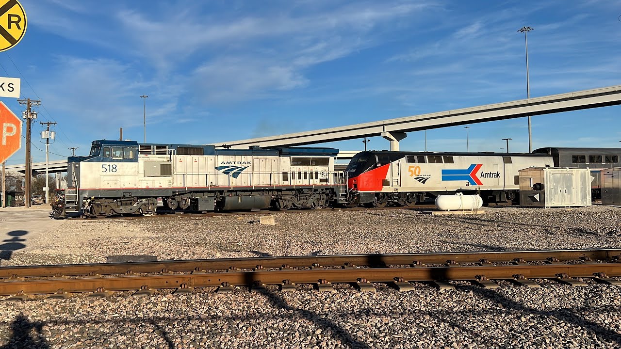 VERY RARE! AMTRAK #518 DASH 8 B32-8WH LEADS TEXAS EAGLE WITH 50TH ...