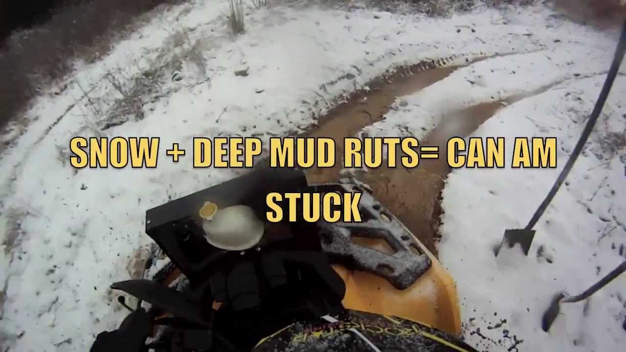 SNOW+MUD= CAN AM OUTLANDER STUCK ON DEEP RUTS - YouTube