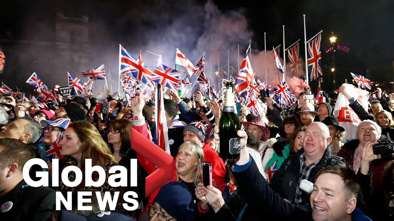 Brexit: People celebrate in London, U.K. as hour strikes marking ...