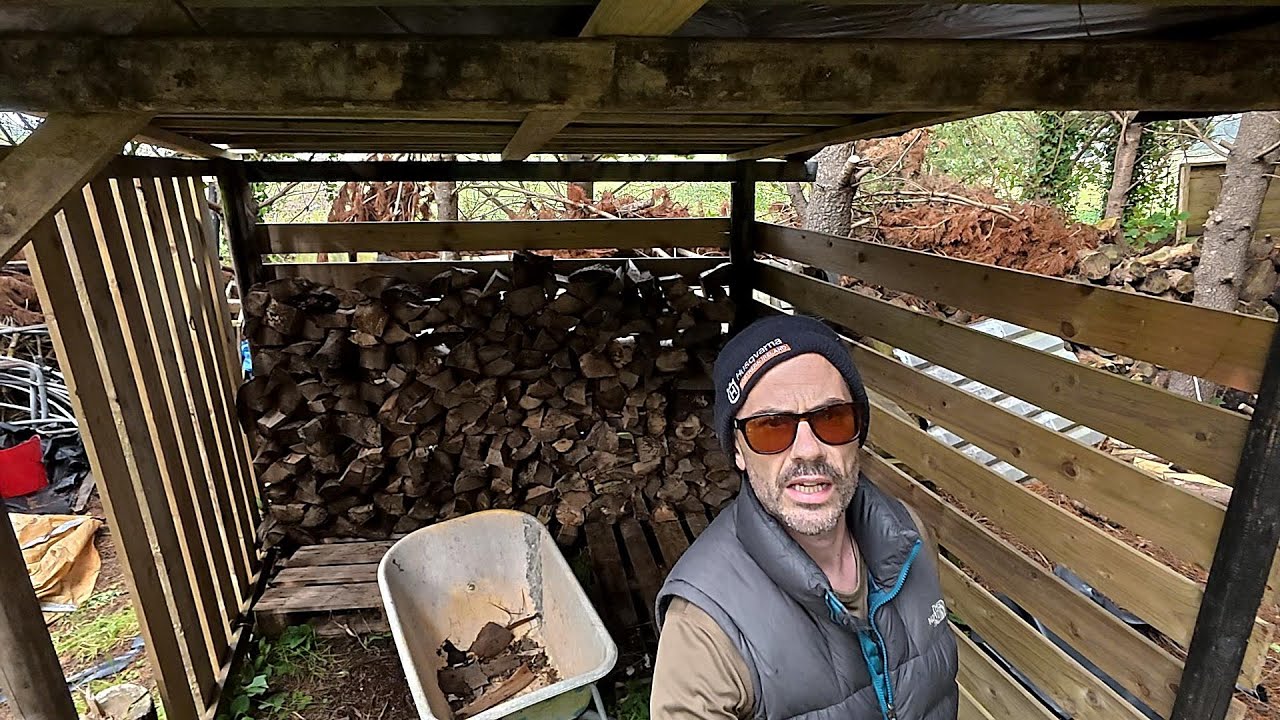 I Love It! Stacking Firewood in Our New Log Shed || Off Grid Firewood Shed || Woolys World ...