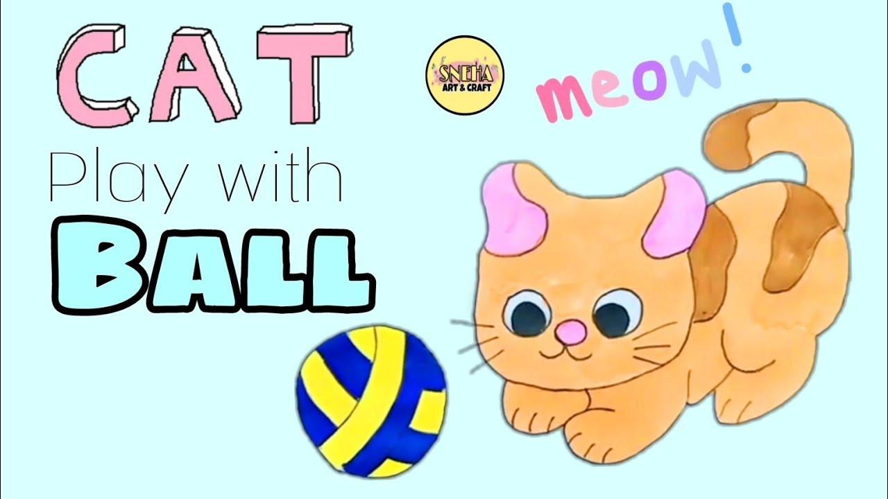 How to draw a Cat play with Ball . - YouTube