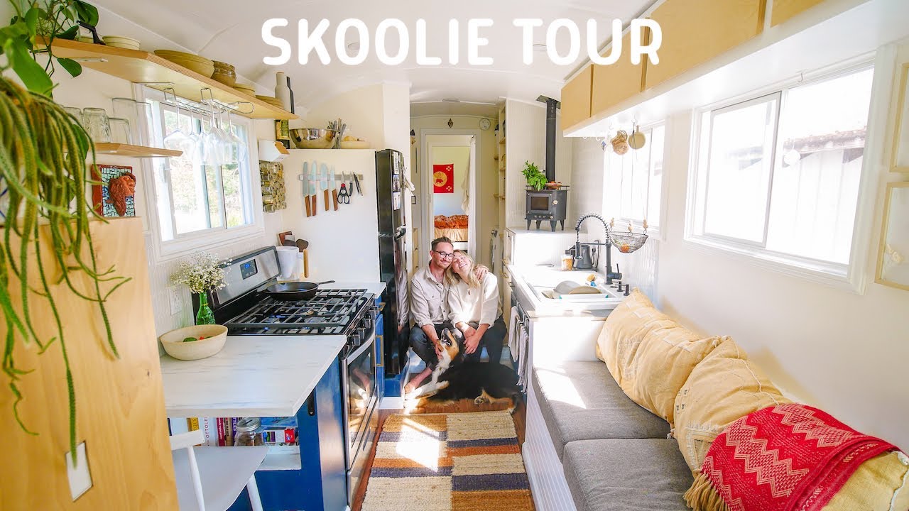 Skoolie Tour: Designers Renovate Old School Bus Into a Bright and ...