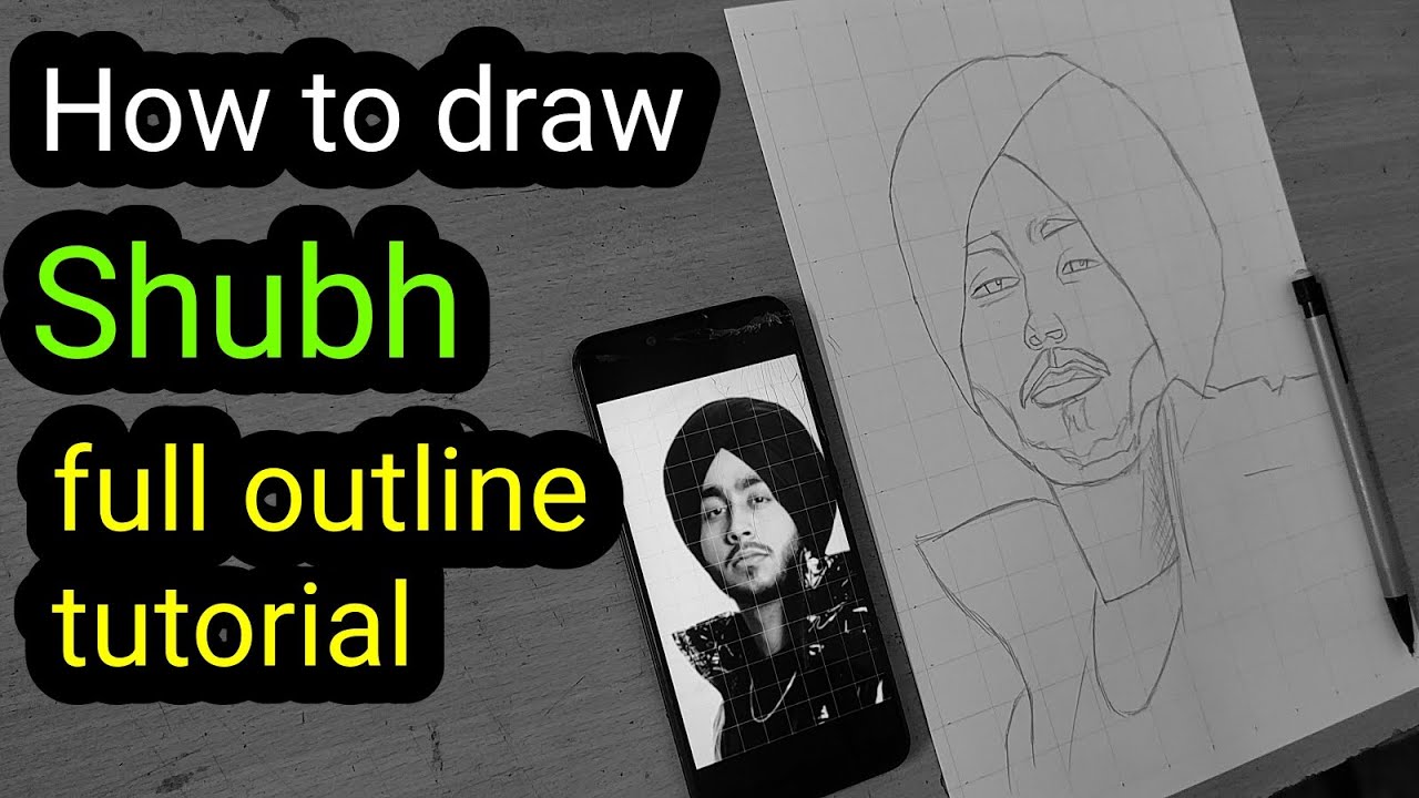 How to draw Shubh (full outline) #tutorial #shubh #stillrollin #punjab ...