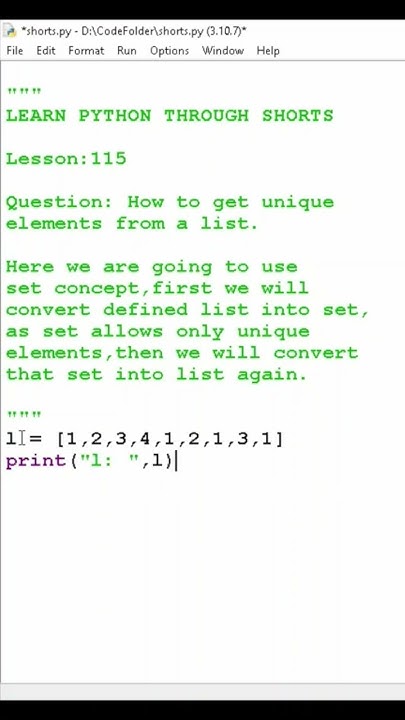 How To Get Unique Elements From A List In Python Shorts Python Pythontricks Codewithkartiki
