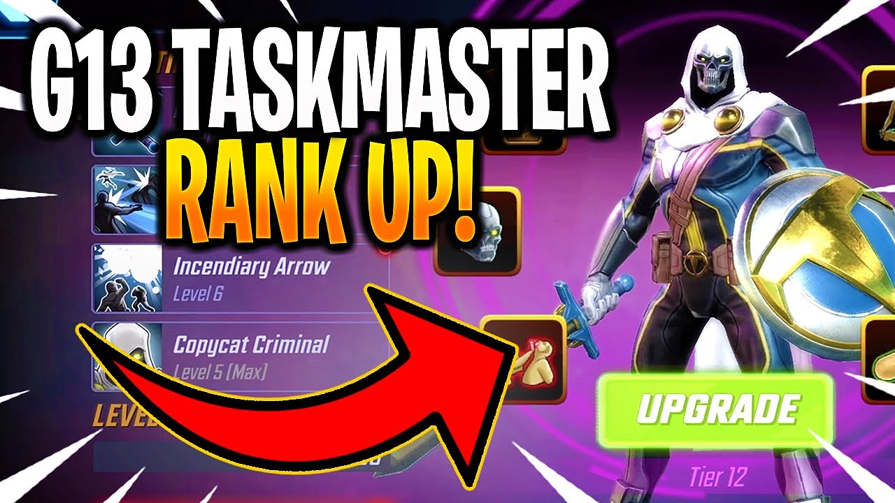 *NEW* G13 TASKMASTER RANK UP & GAMEPLAY! - MARVEL Strike Force - MSF ...