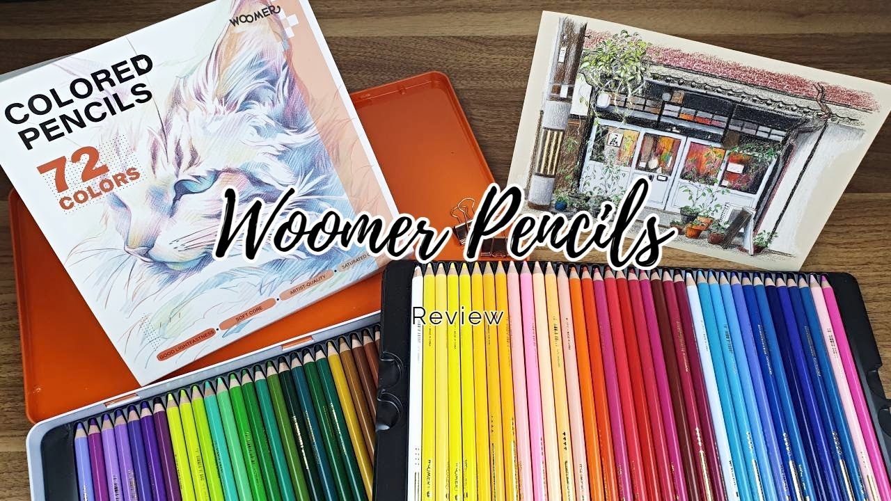 Woomer Colored Pencils Review | Coloring A Shopfront Sketch - YouTube