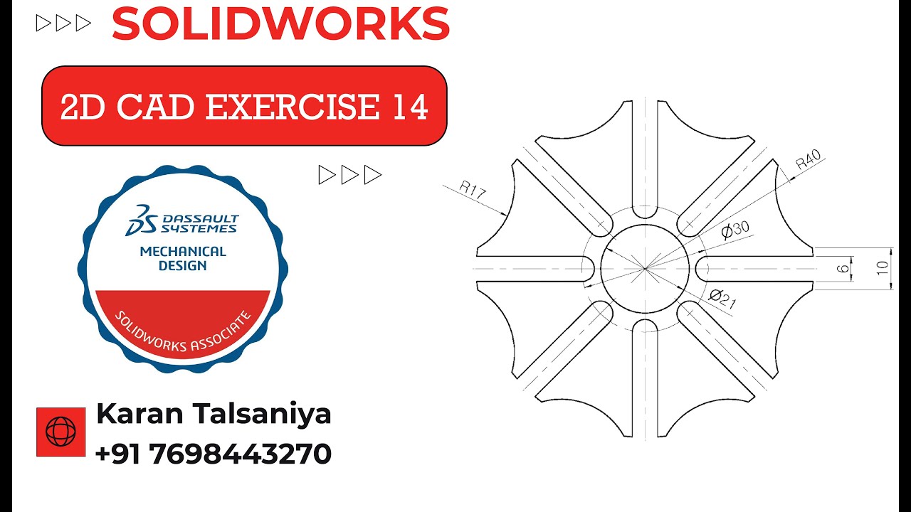 2D CAD EXERCISES 14 In SOLIDWORKS - YouTube